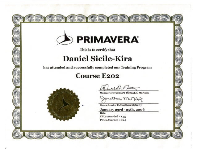 Primavera CM certificate | PPT