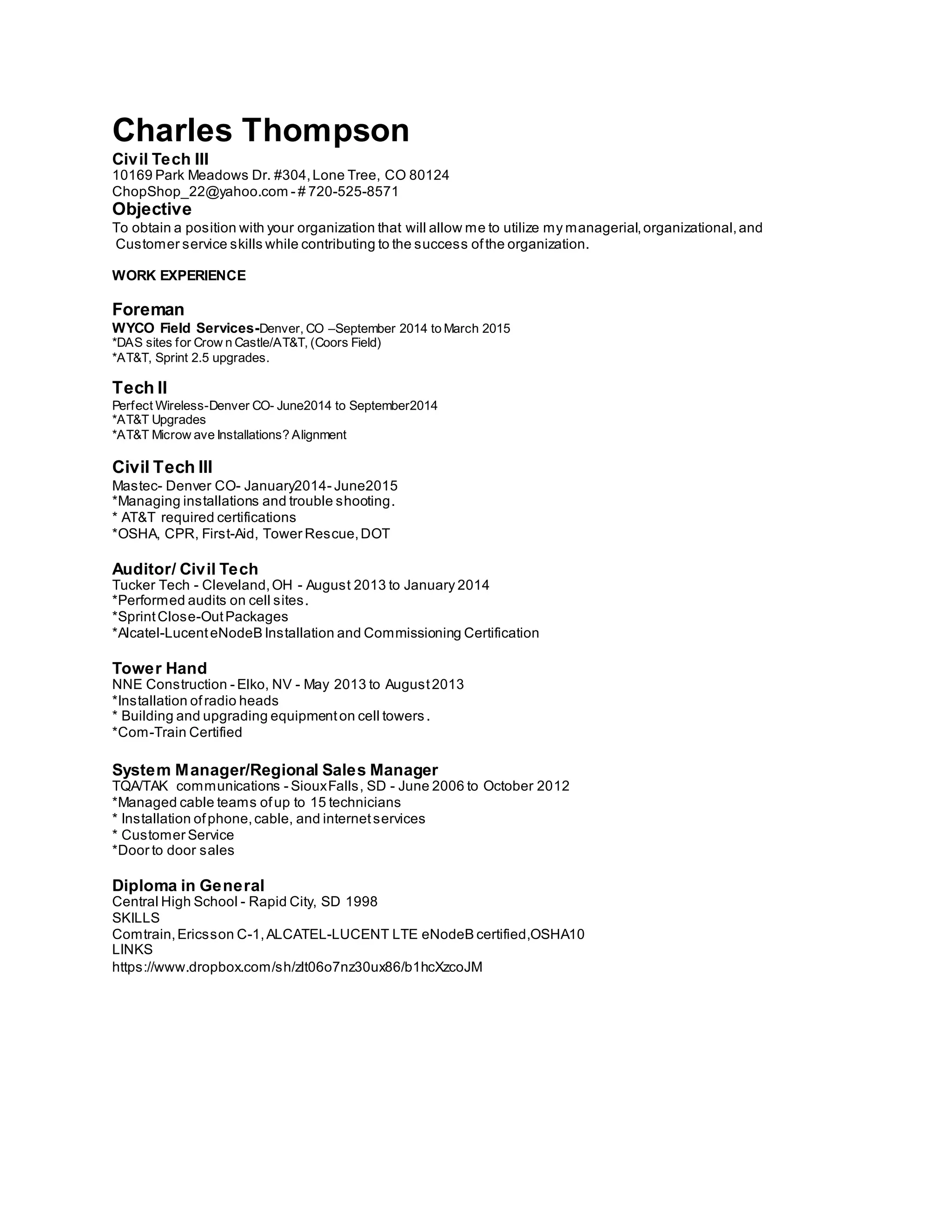 Charles Thompson Resume | DOCX