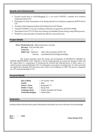 Resume_Vijay - Copy | DOC | Computing | Technology & Computing