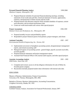 resume | DOC | Business Accounting & Finance | Business
