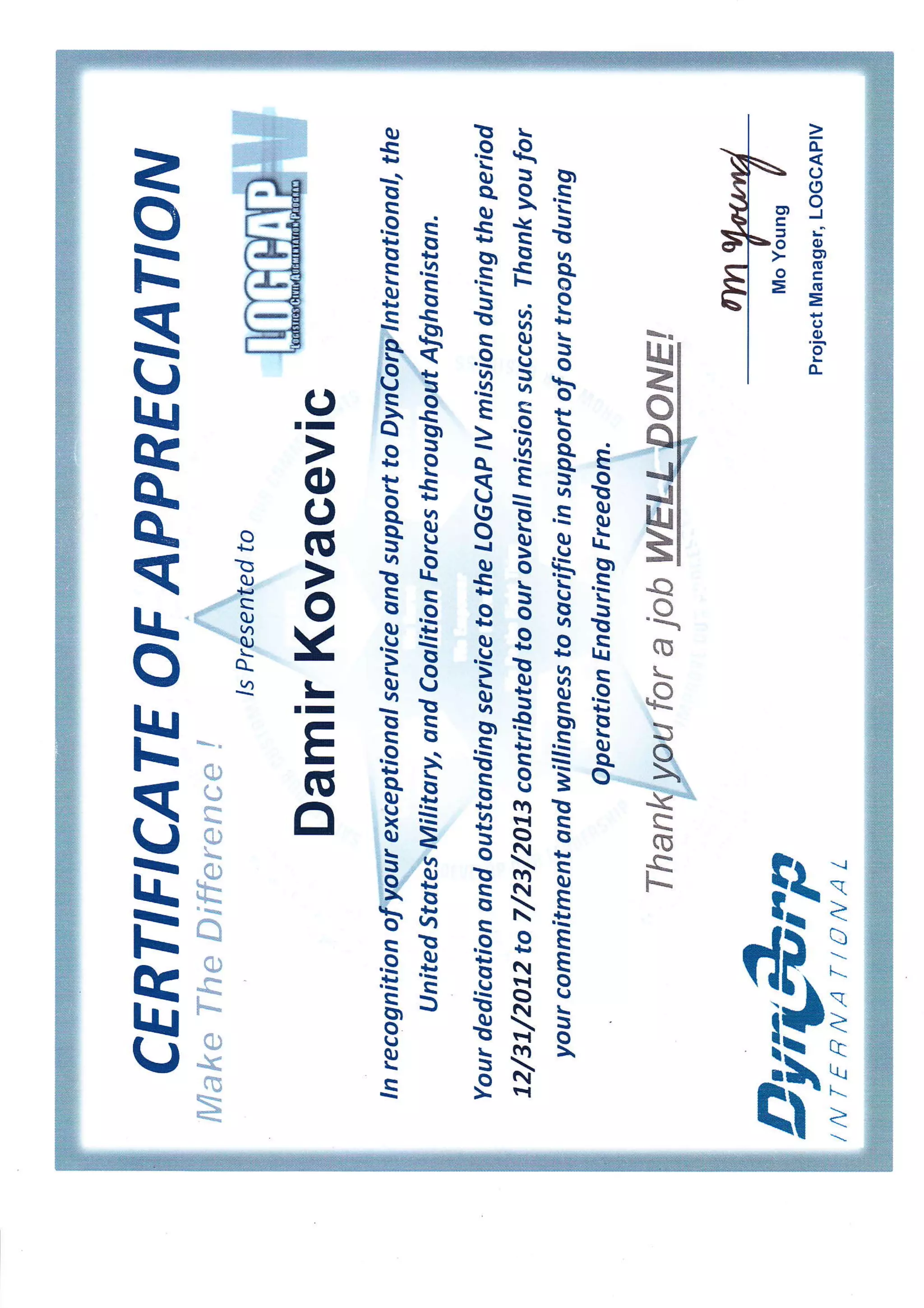 KovacevicD-DynCorp Cert | PDF