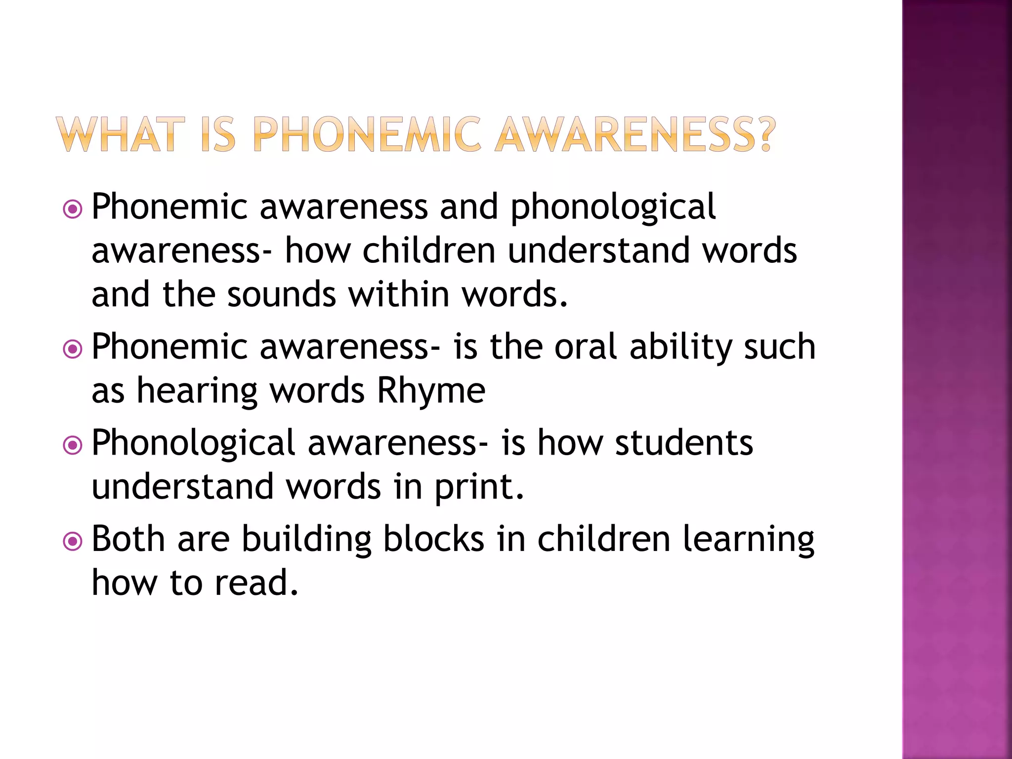 Using the Components of Phonemic Awareness | PPTX
