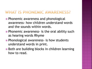 Using the Components of Phonemic Awareness | PPTX