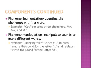 Using the Components of Phonemic Awareness | PPTX