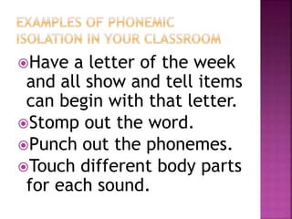 Using the Components of Phonemic Awareness | PPTX
