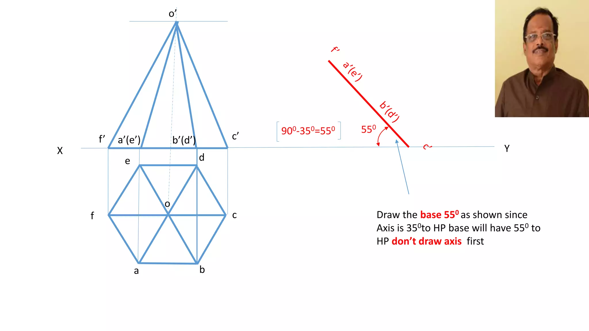 Projection of hexagonal pyramid step by step by process | PPTX