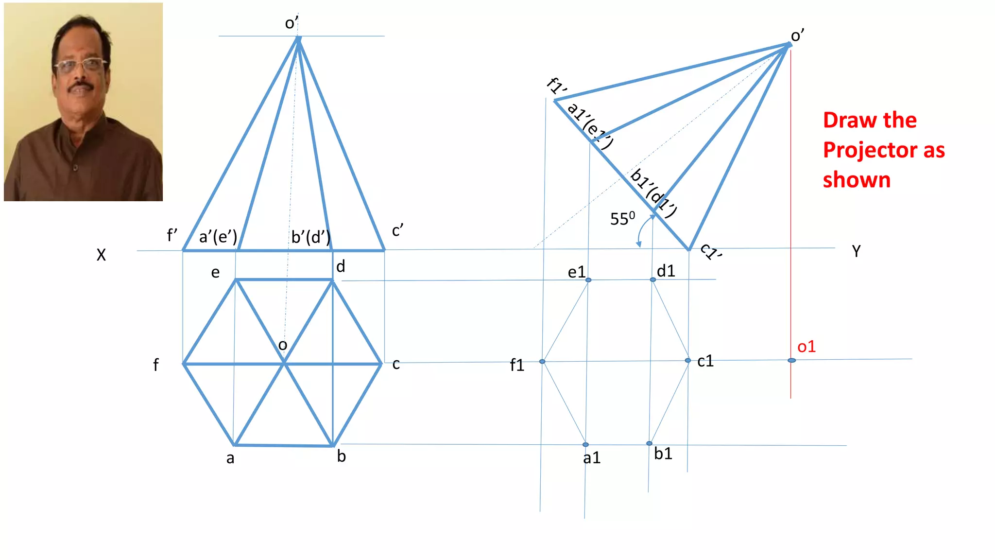 Projection of hexagonal pyramid step by step by process | PPTX