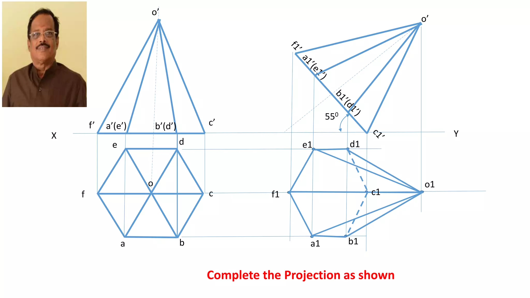Projection of hexagonal pyramid step by step by process | PPTX