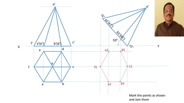 Projection of hexagonal pyramid step by step by process | PPTX ...