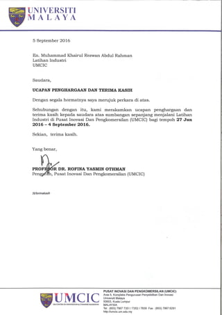 UMCIC Appreciation Letter | PDF