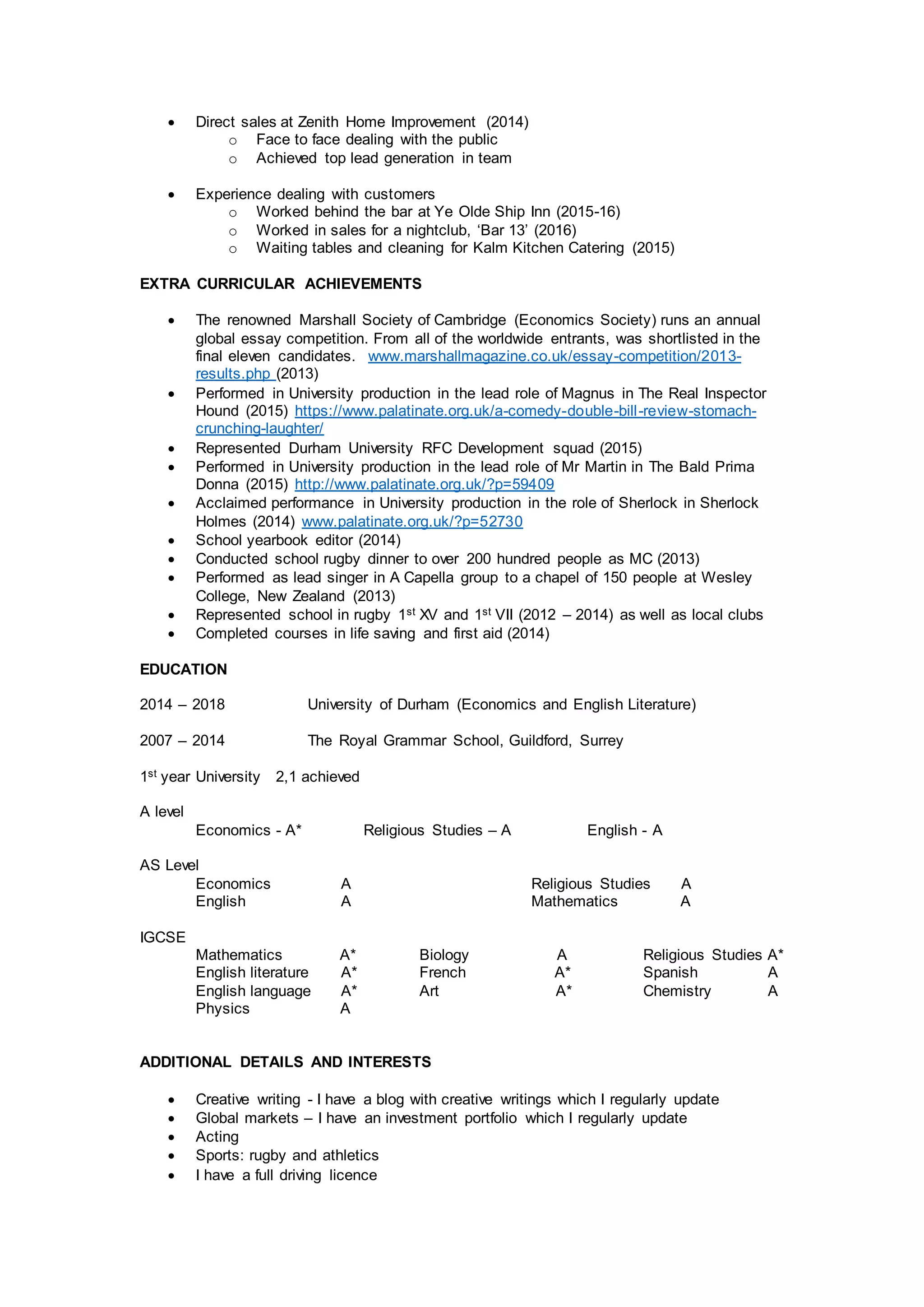 Andrew White CV Mid November 16 | PDF