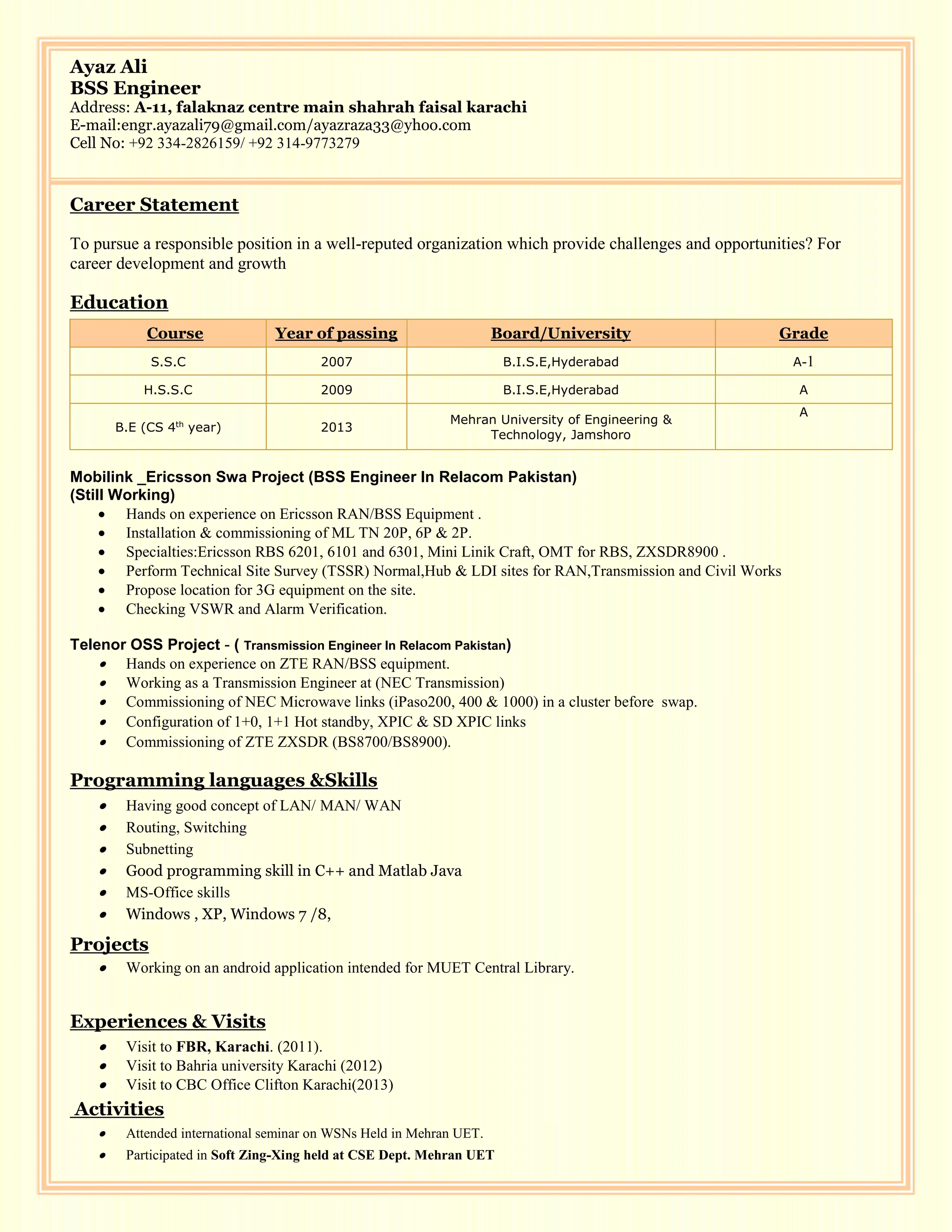 Engr ayaz cv | PDF