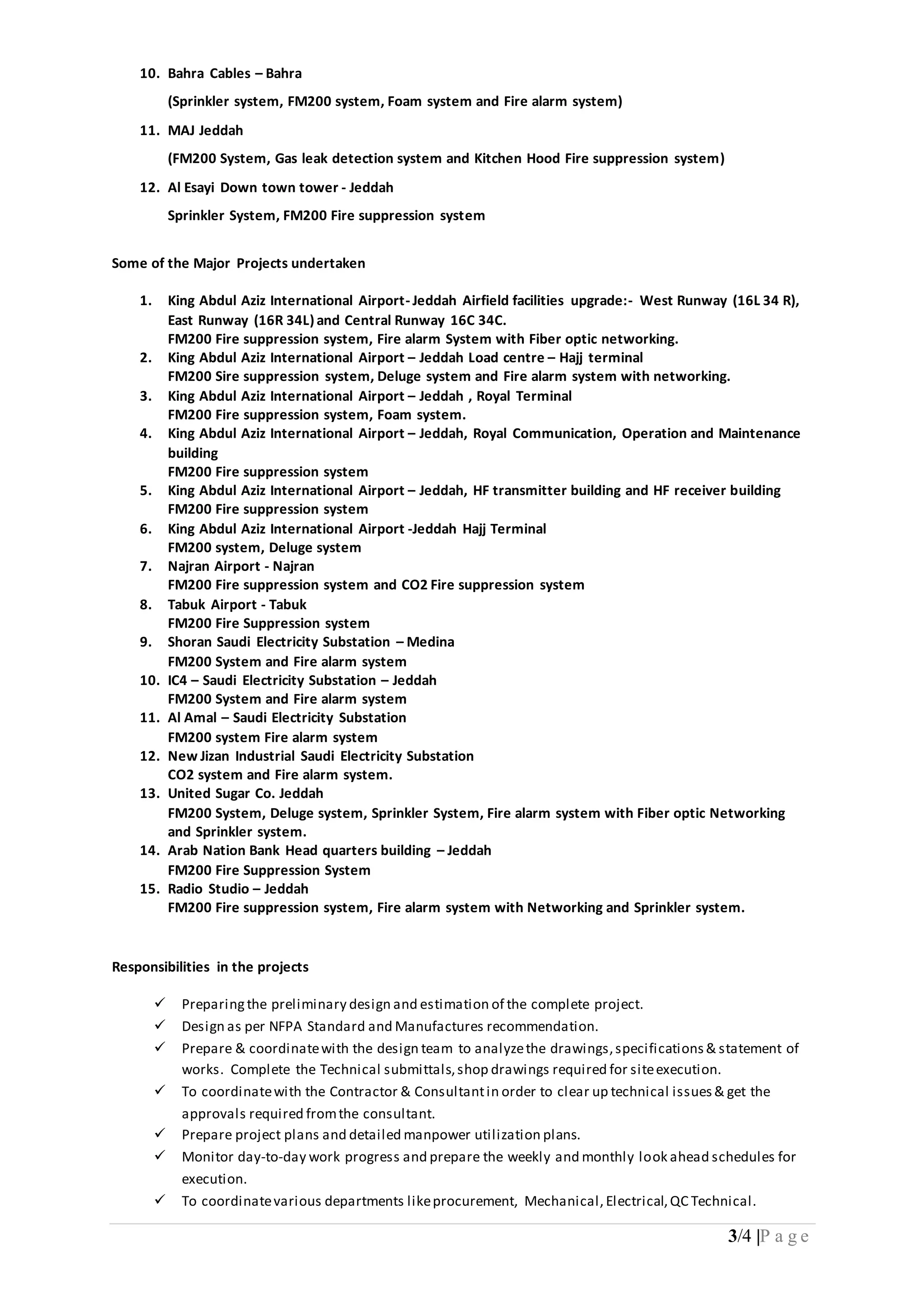 CV Muhammed Salahuddeen, Fire Protection Engineer | DOCX
