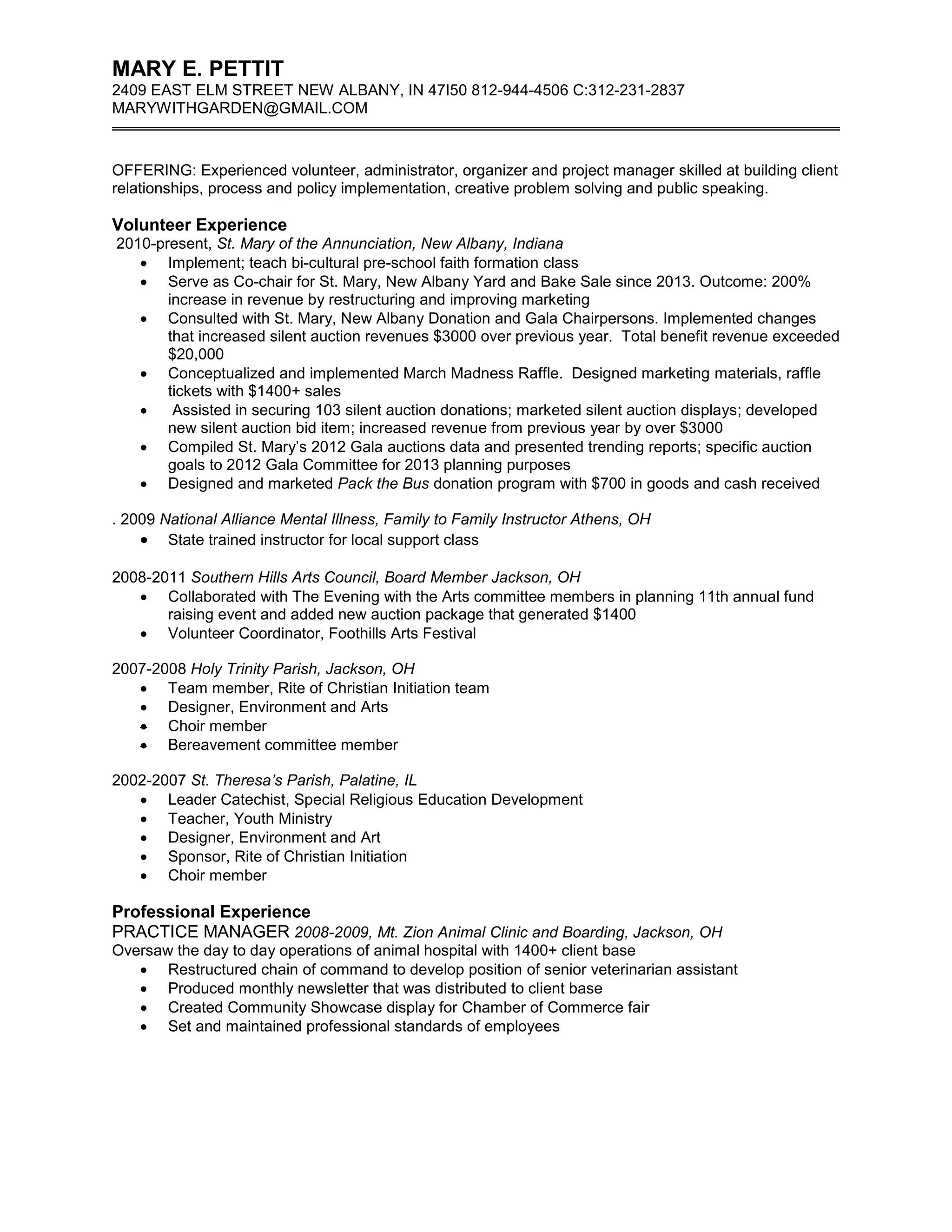 Mary E. Pettit Resume 2016 | PDF