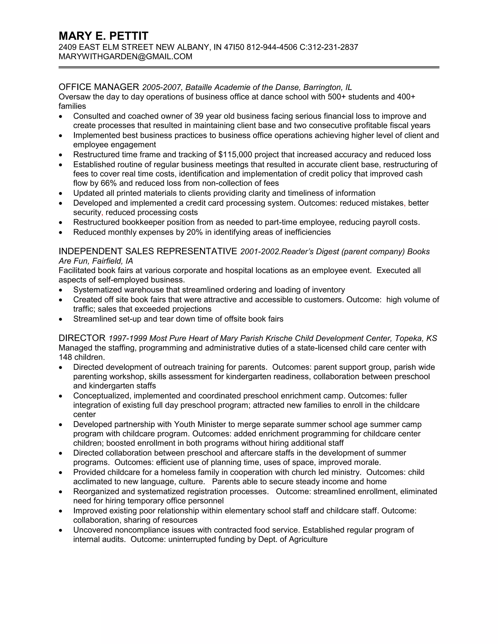 Mary E. Pettit Resume 2016 | PDF