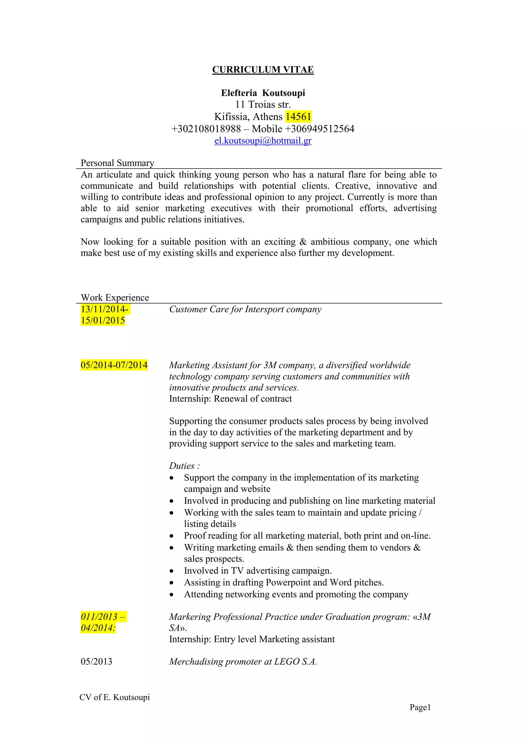 EKOUTSOUPI-CURRICULUM VITAE_v1 | PDF