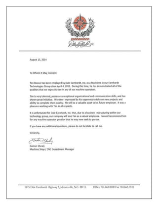 Tim Boone letter | PDF