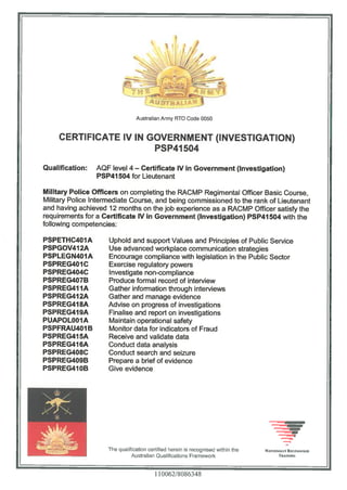 Cert IV Government Investigations | PDF