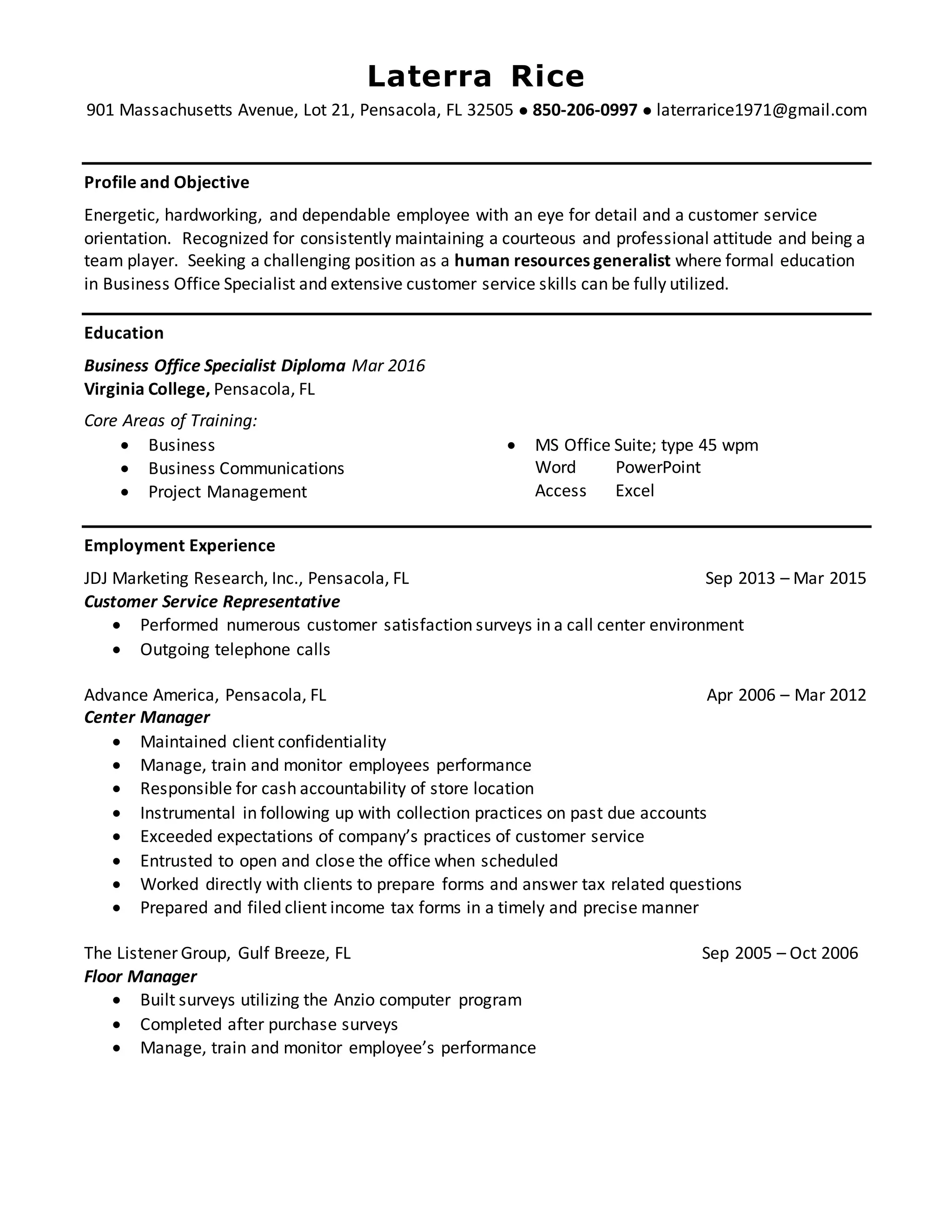 Wk 3 Topic 5 Resume Draft | DOCX | Human Resources | Business