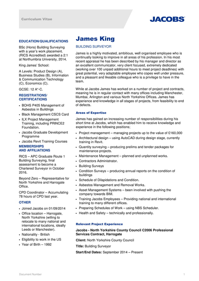 Jacobs Curriculum Vitae | PDF | Civil Engineering Industry | Industries