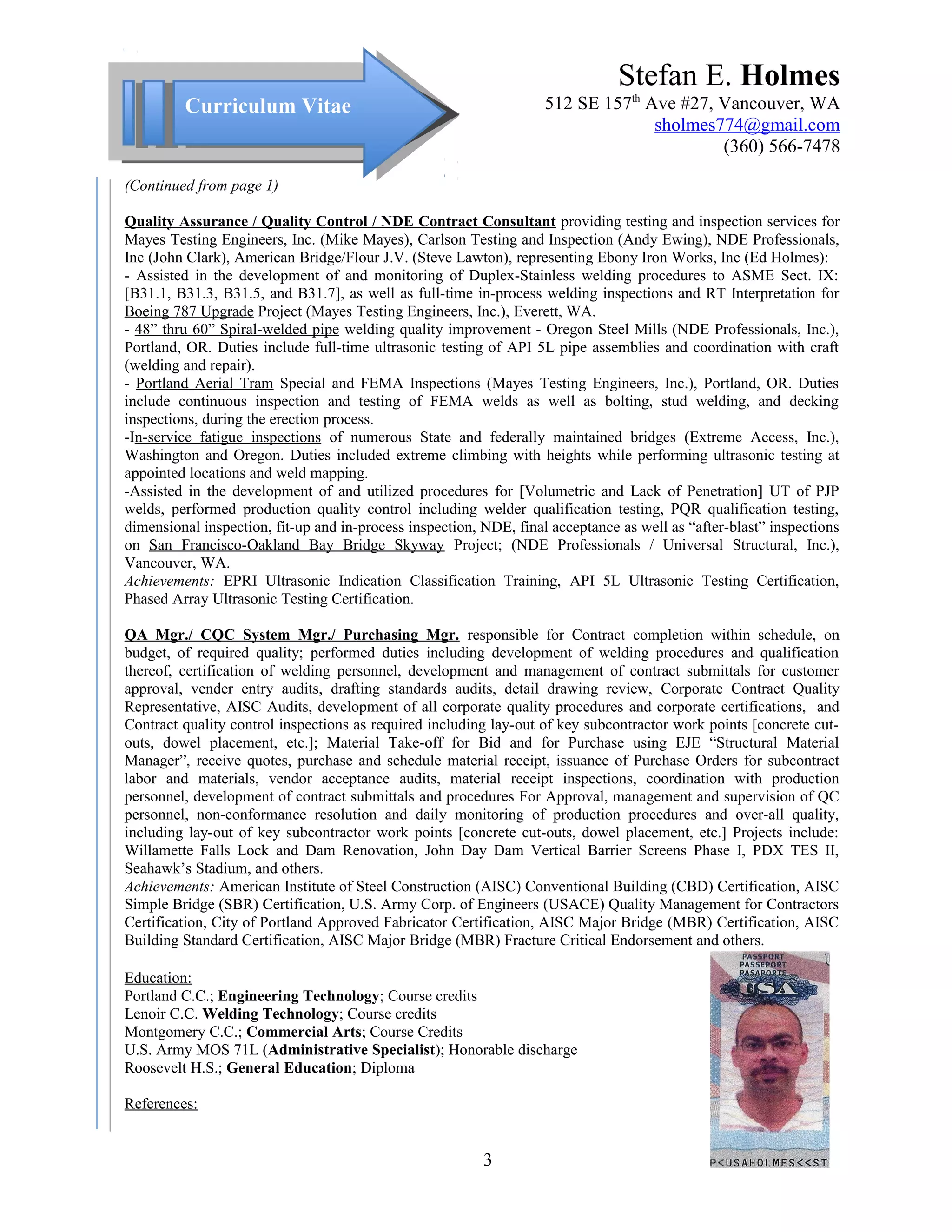 Stefan Holmes_CV_2016_condensed | DOC