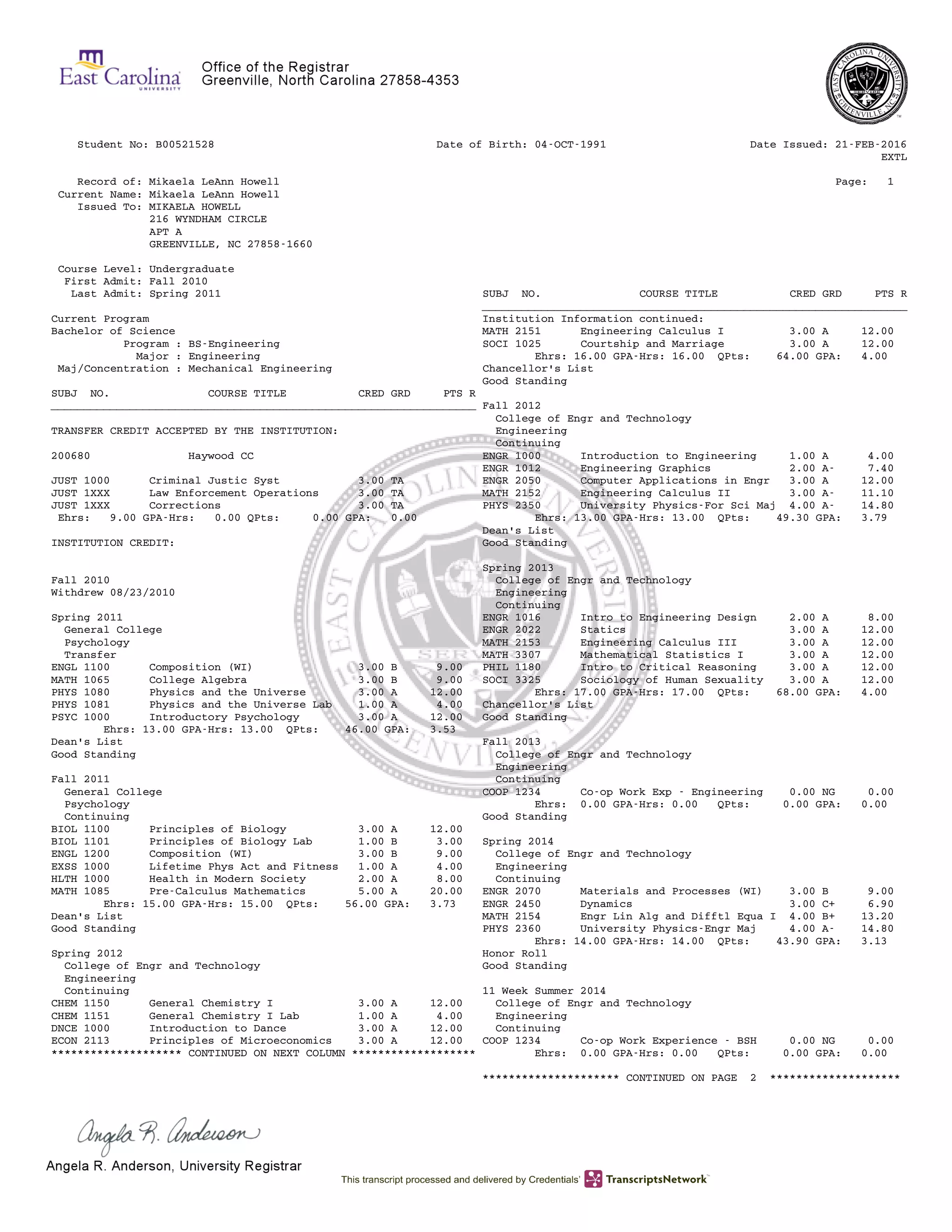 Offical Trandscript | PDF