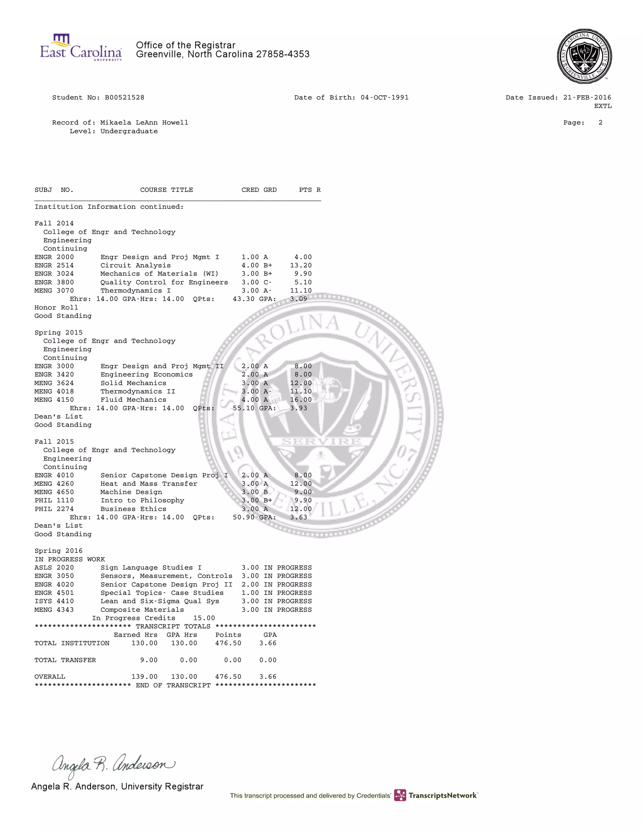 Offical Trandscript | PDF