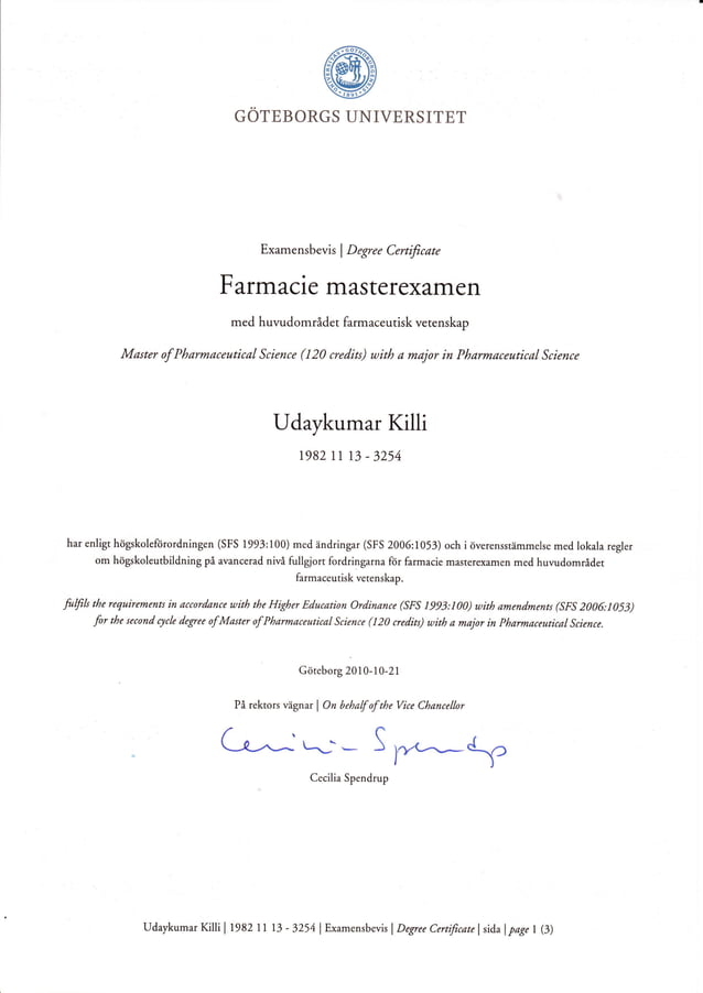 GU Certificate | PDF | Pharmaceutical Industry | Industries