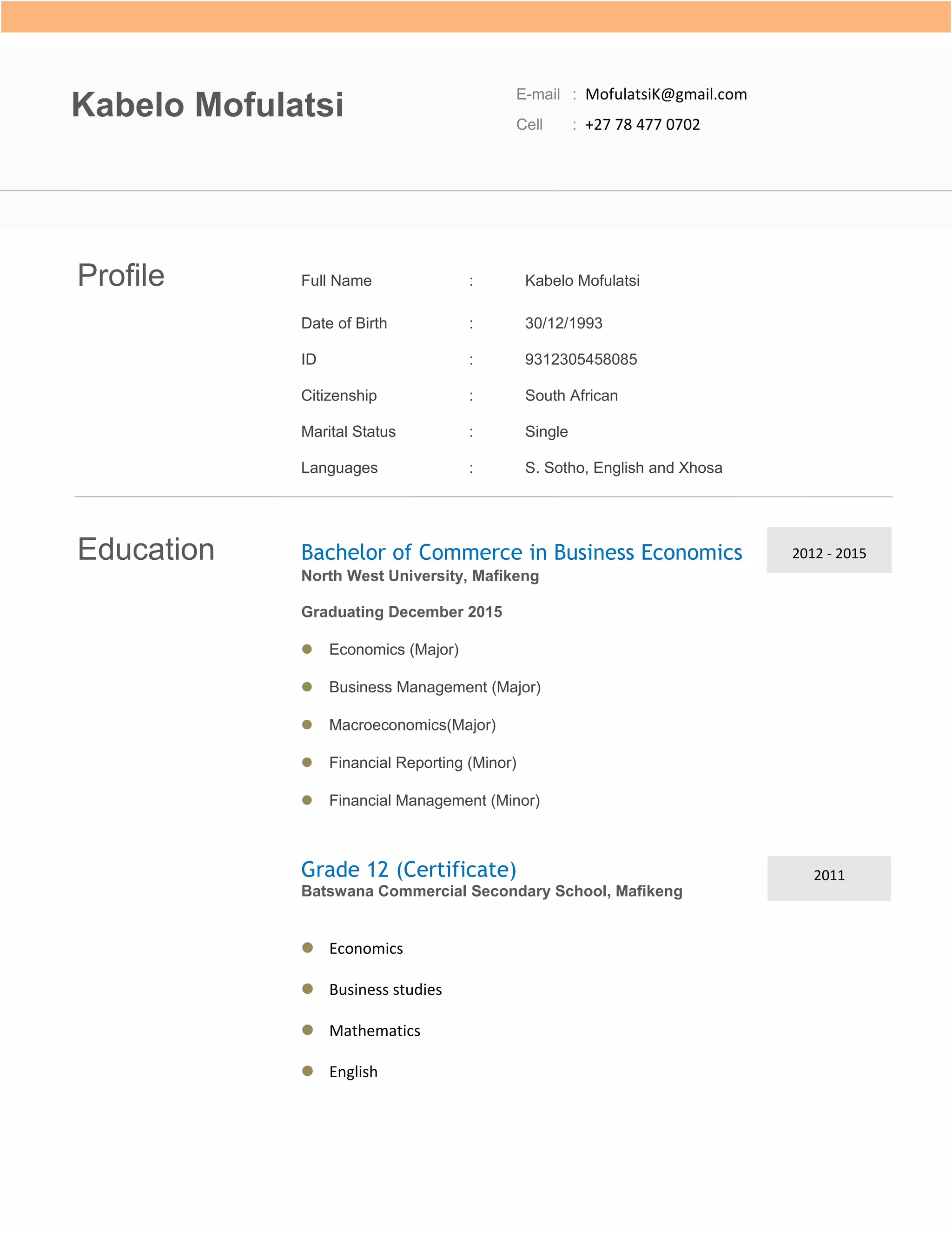 Kabelo Mofulatsi-CV | DOC