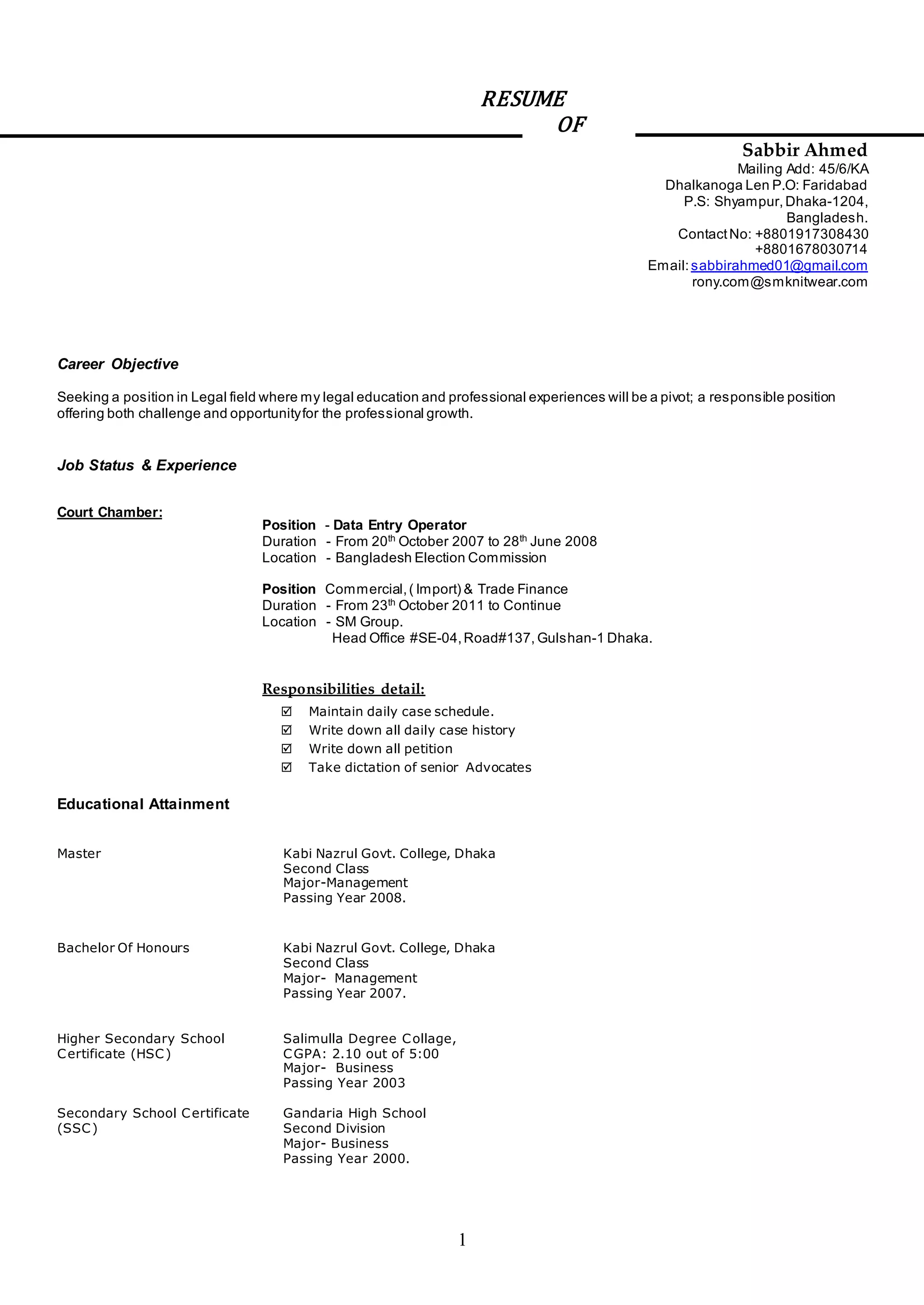 sabbir CV | DOCX