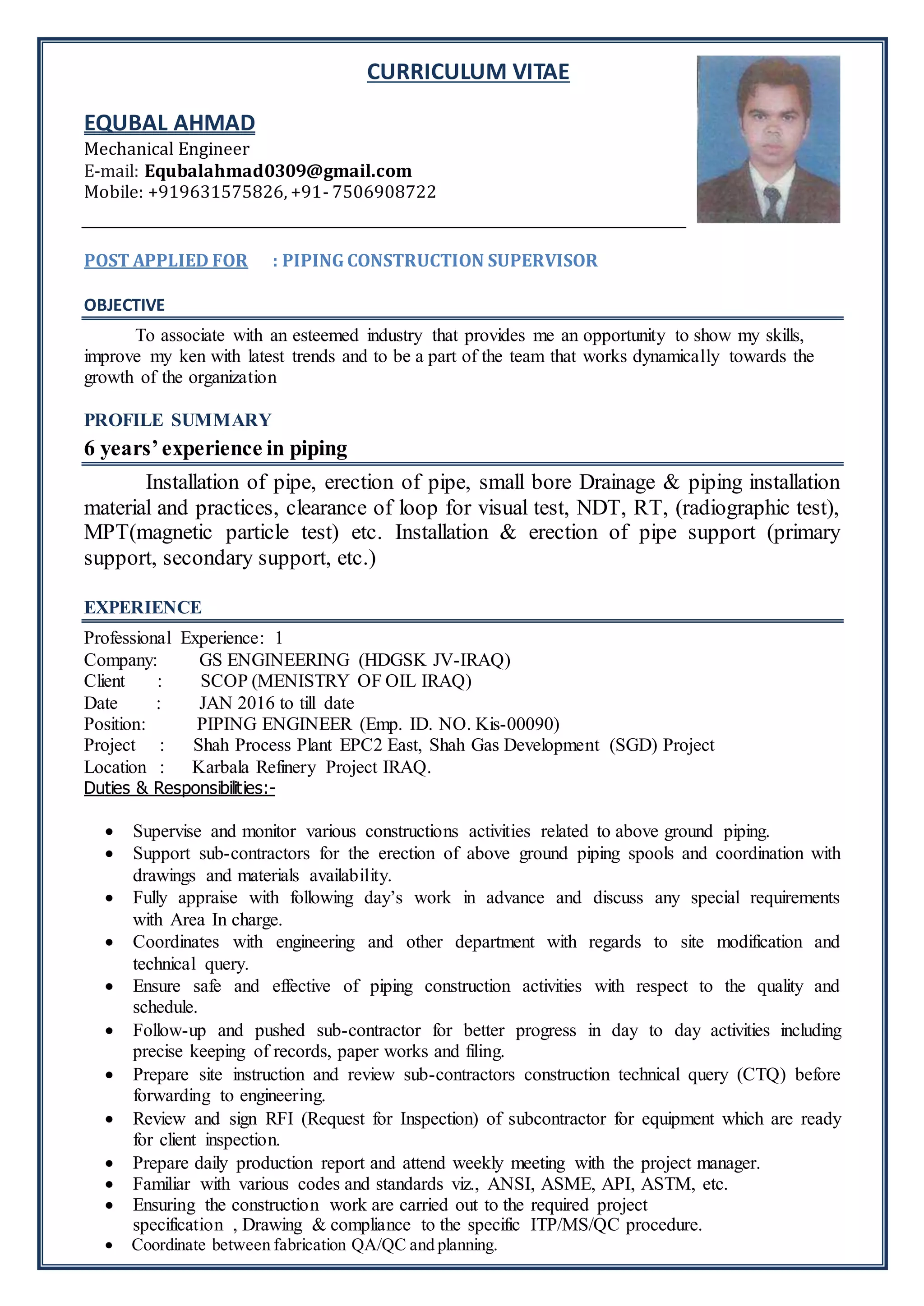 cv piping(1) | DOCX