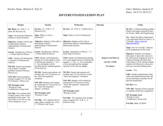 Differentiated Lesson Plan for week (11) ending on 2011:15 | PPT