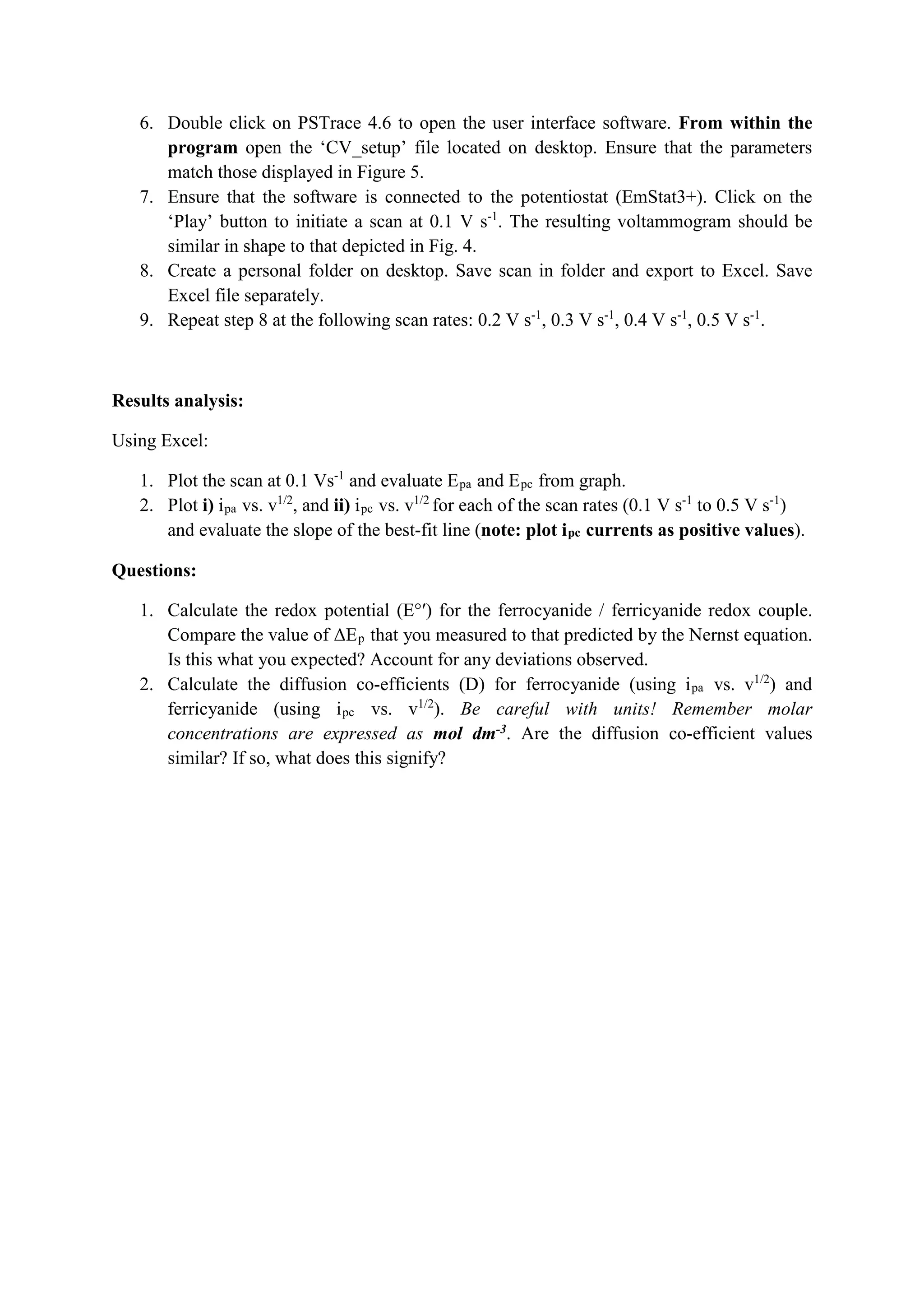 3rd Year Undergraduate Cyclic Voltammetry Practical | PDF