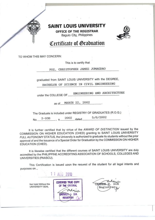 Authenticated CHED Certificate, Graduation Certificate, Transcript, Diploma | PDF
