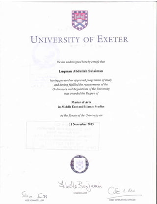 Master of Arts Degree in Middle East and Islamic Studies | PDF