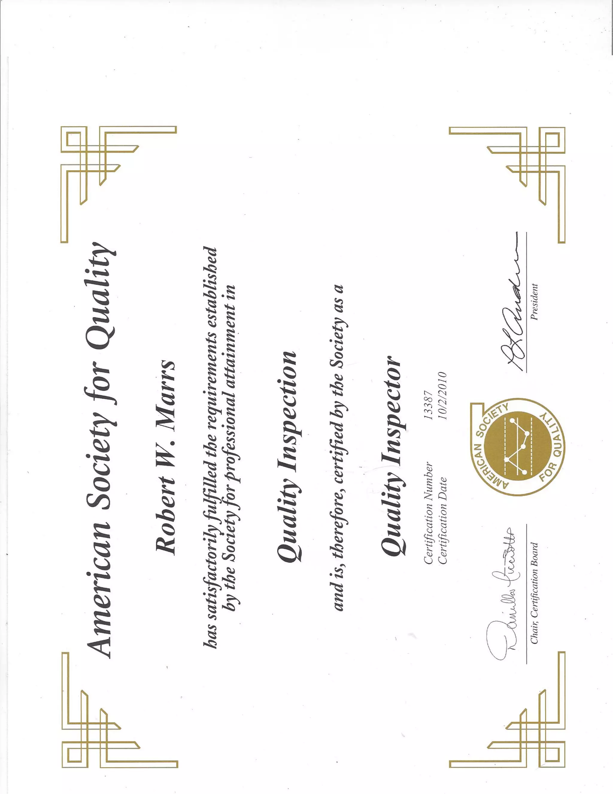 ASQ and CWI Certs | PDF