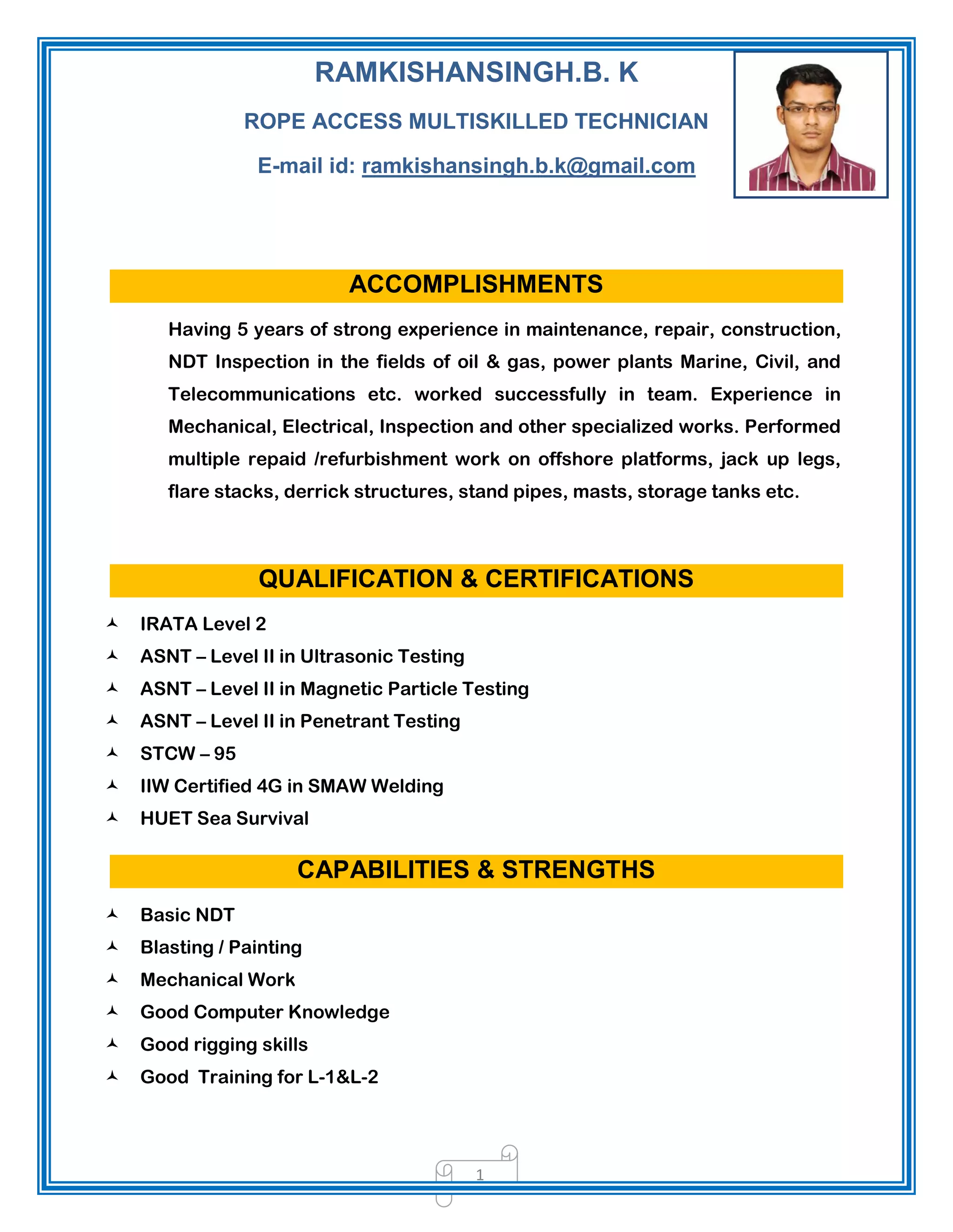 ramkishan singh cv 2016. | PDF