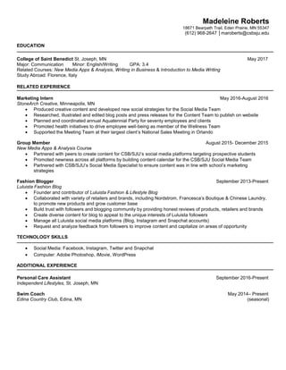 Madeleine Roberts Resume 2017 | PDF