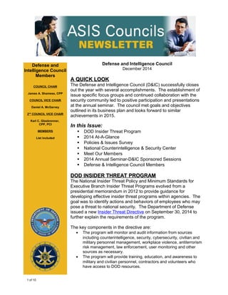 Defense and Intelligence Council Newsletter-December 2014 | DOC ...