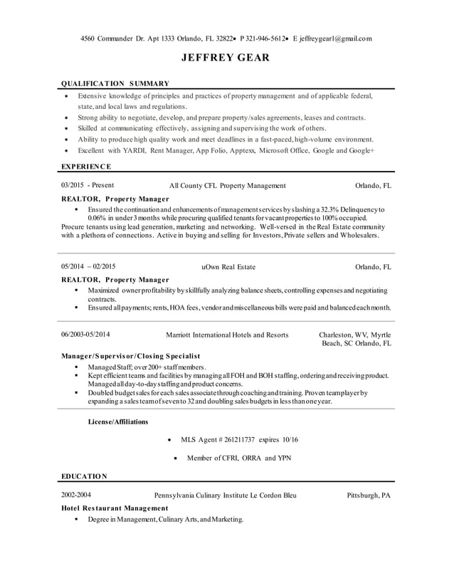 JEFFREY GEAR RESUME revised 2016 | DOCX