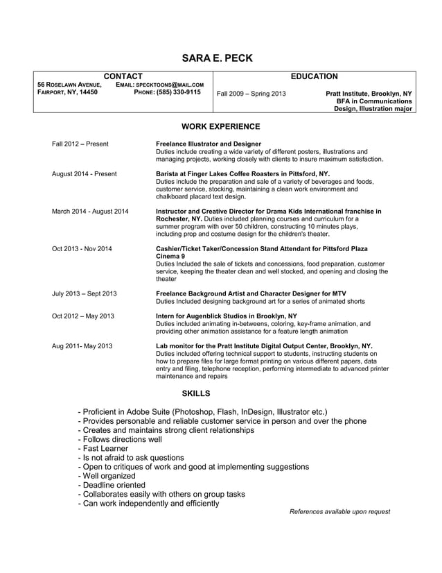 Sara Peck's Resume 2015 | PDF