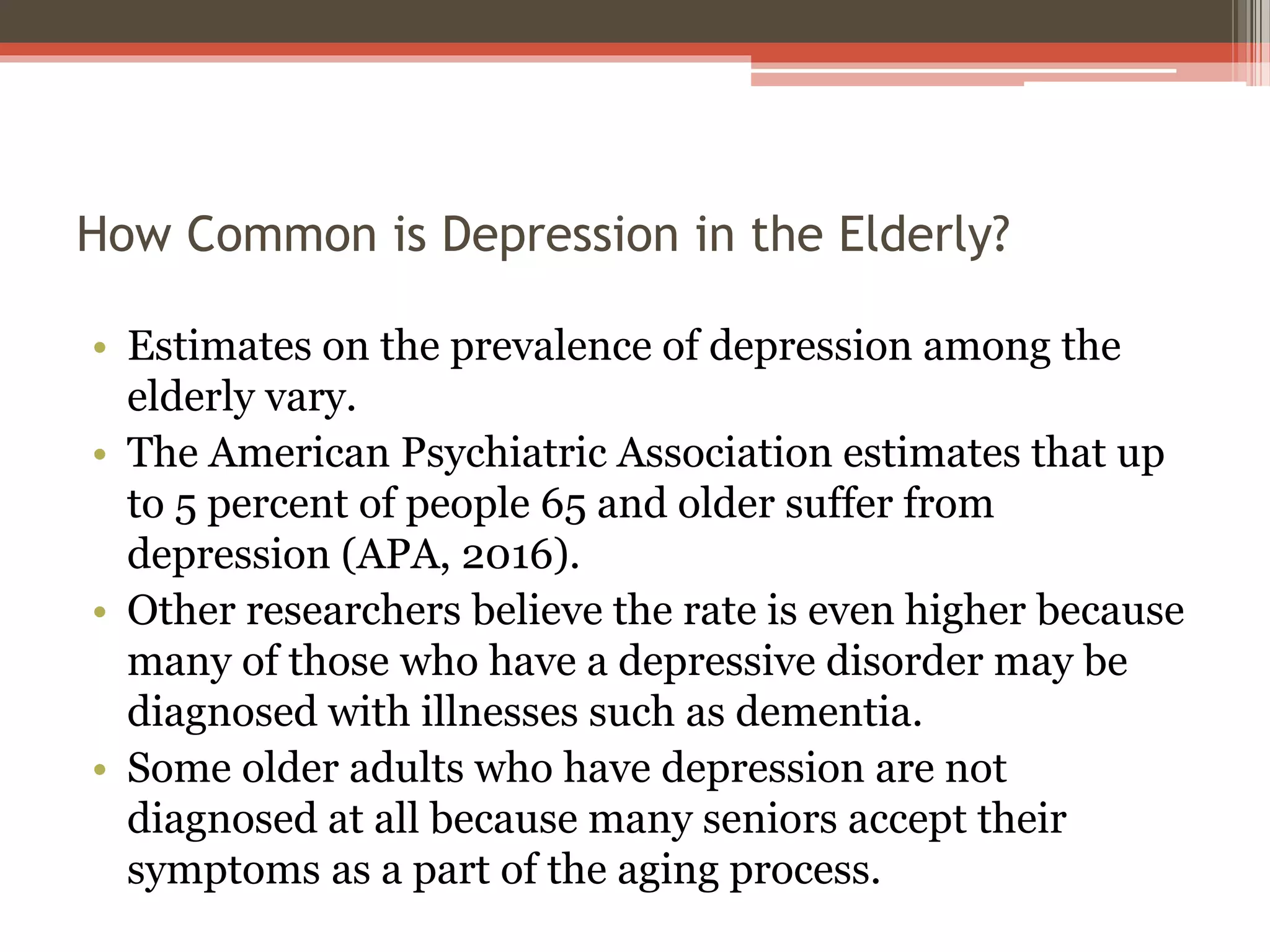 Depression in the Elderly | PPTX