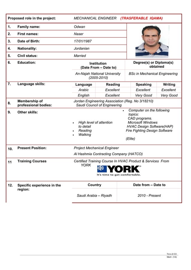 Naser odwan CV-Mechanical Engineer | PDF