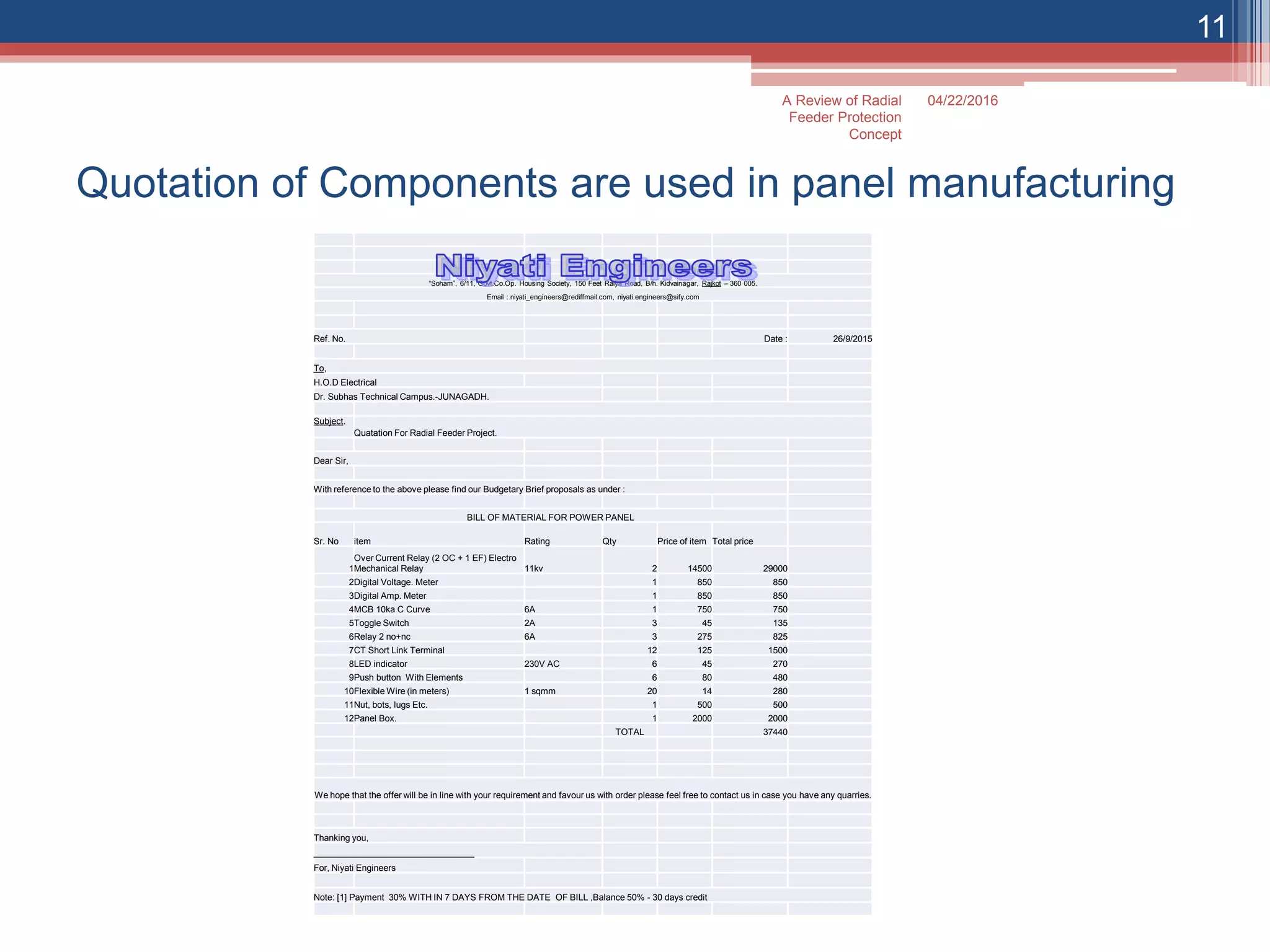 RADIAL FEEDER PROTECTION PANEL DEVELOPMENT | PPTX