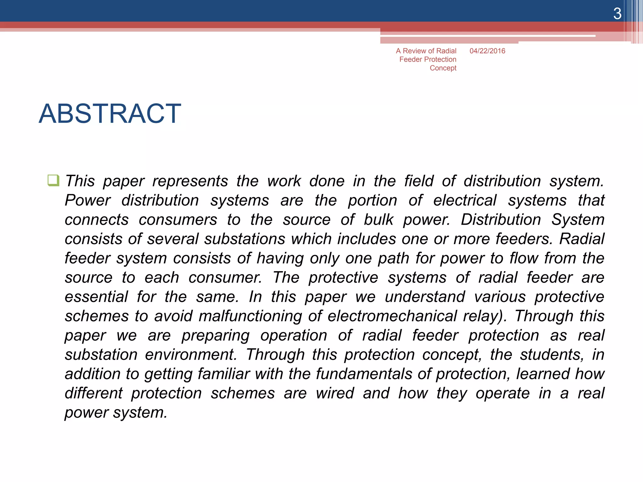 RADIAL FEEDER PROTECTION PANEL DEVELOPMENT | PPTX