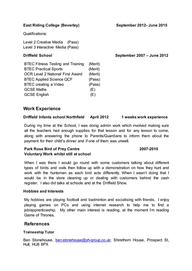 Henry Medforth CV Part 3 | PDF