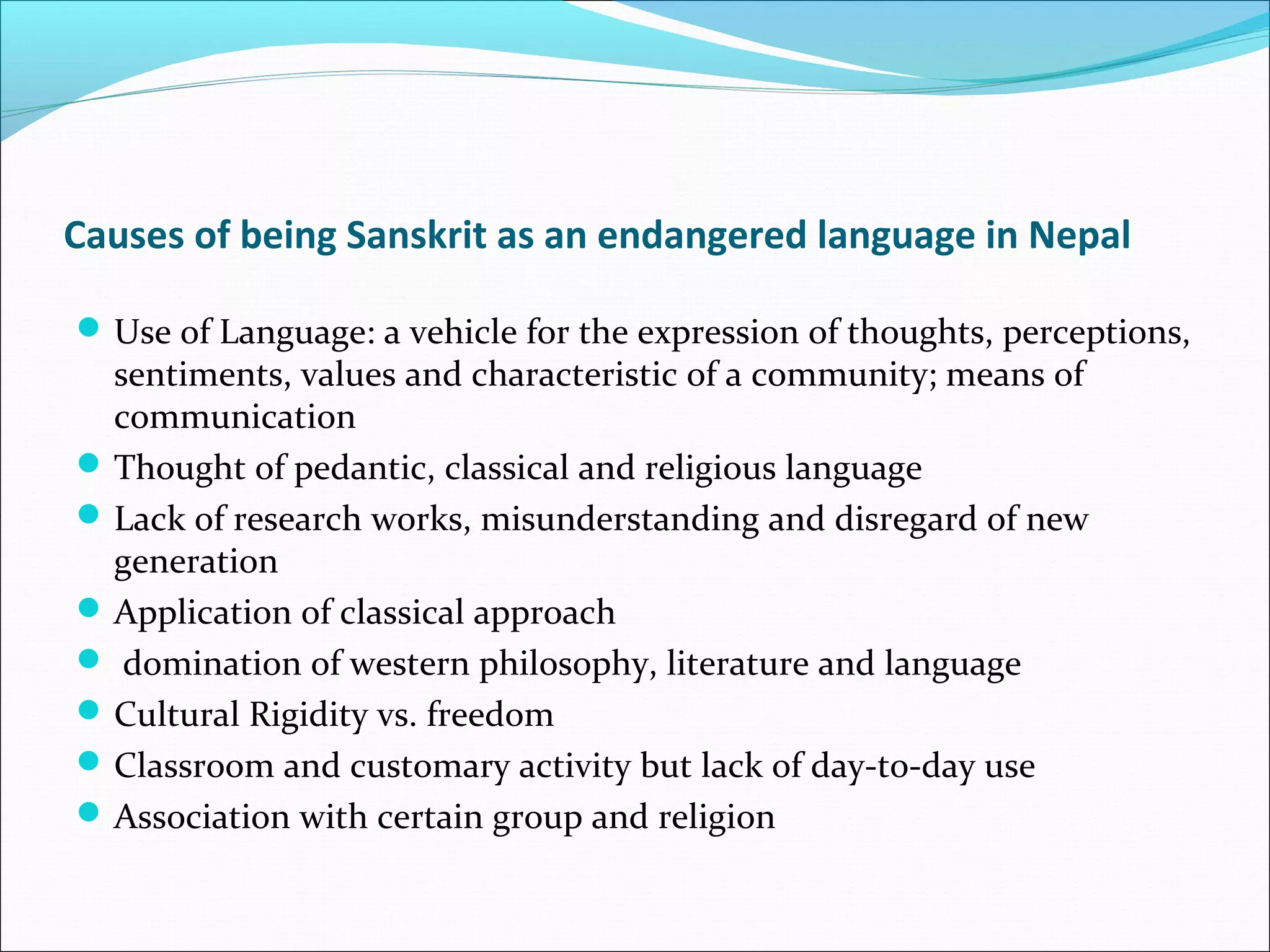 LSN Paper Presentation_Situation of Sanskrit Language in Republic Nepal | PPT