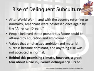 Crime and Deviance - Subcultural Approach | PPT