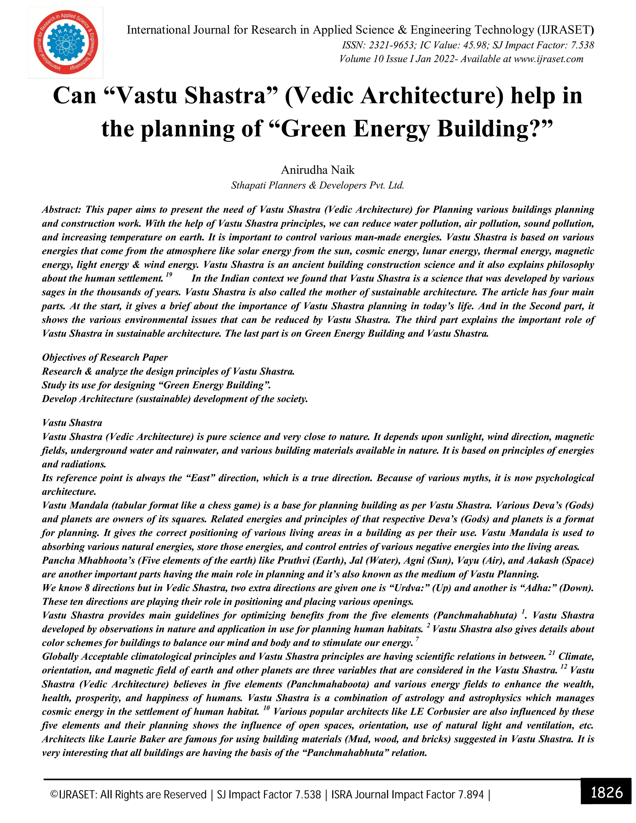 3 Can Vastu Shastra (Vedic Architecture) help in the planning of Green ...