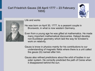 Carl Friedrich Gauss | PPT